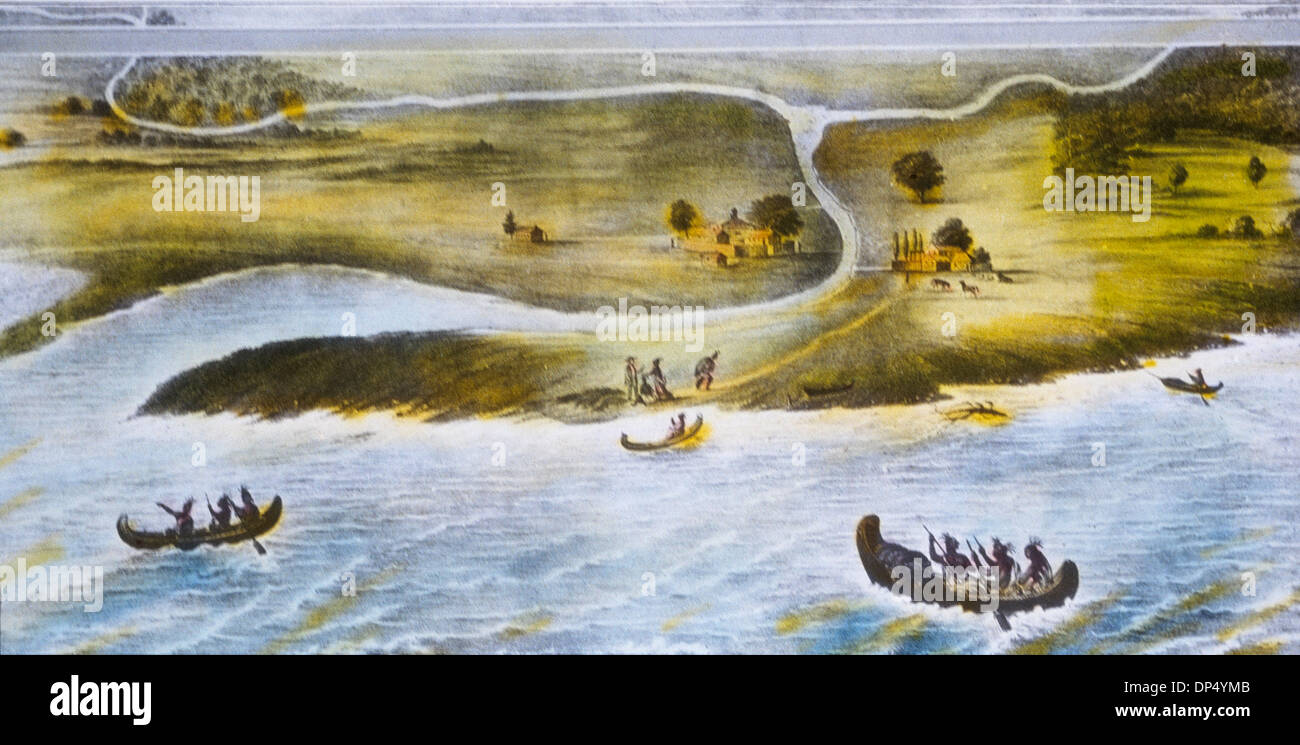 View of Rural Chicago from Lake, Chicago, Illinois, USA, Hand-Colored ...