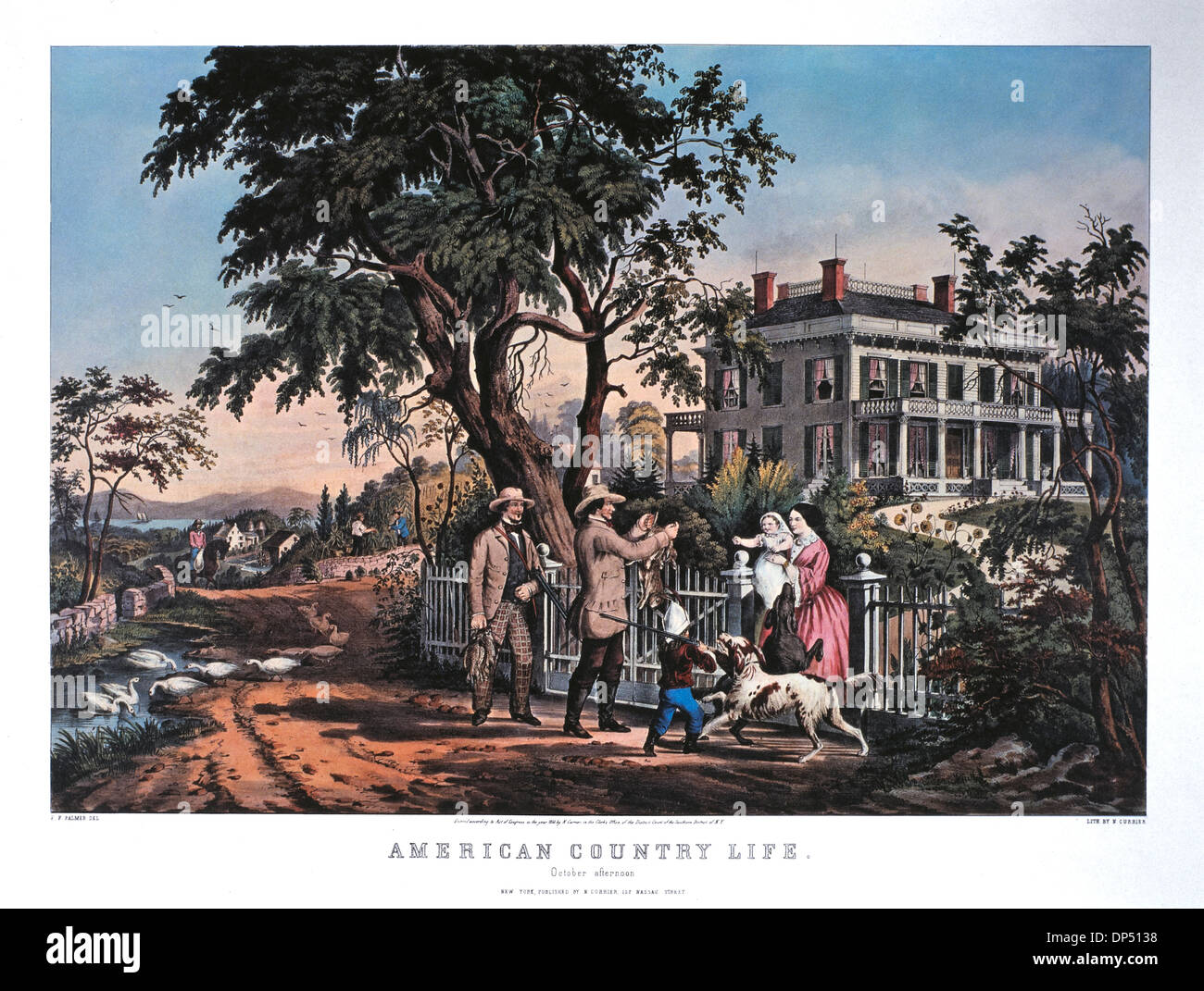 American Country Life, October Afternoon, Lithograph, Currier & Ives ...