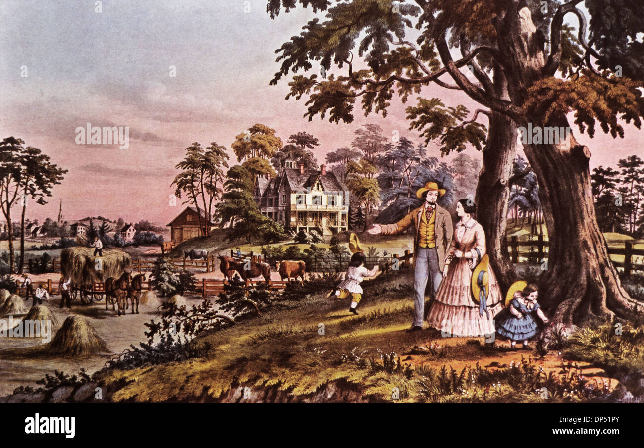 American Country Life II, Lithograph, Currier & Ives, 1855 Stock Photo ...