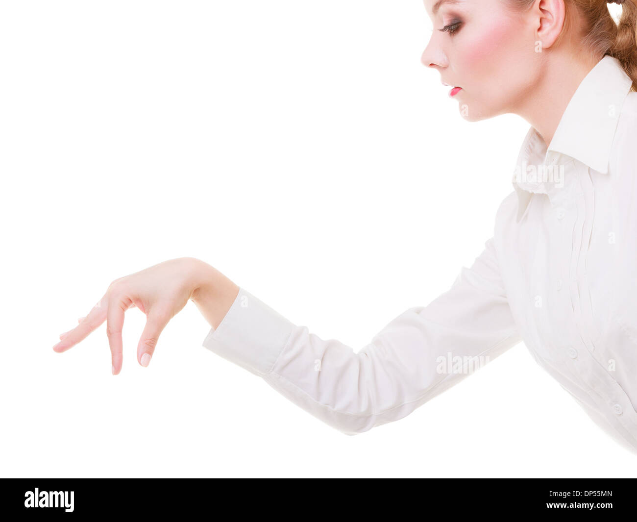 Human Resources concept business woman choosing picking up make a ...