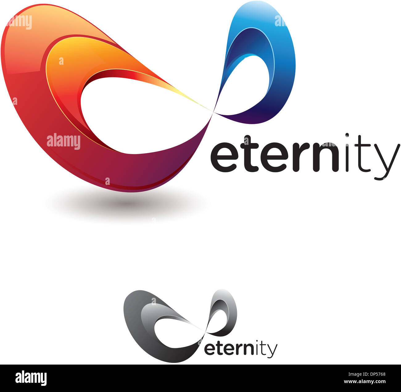 Stylized eternity or infinity symbol with flashy colors and monochrome ...