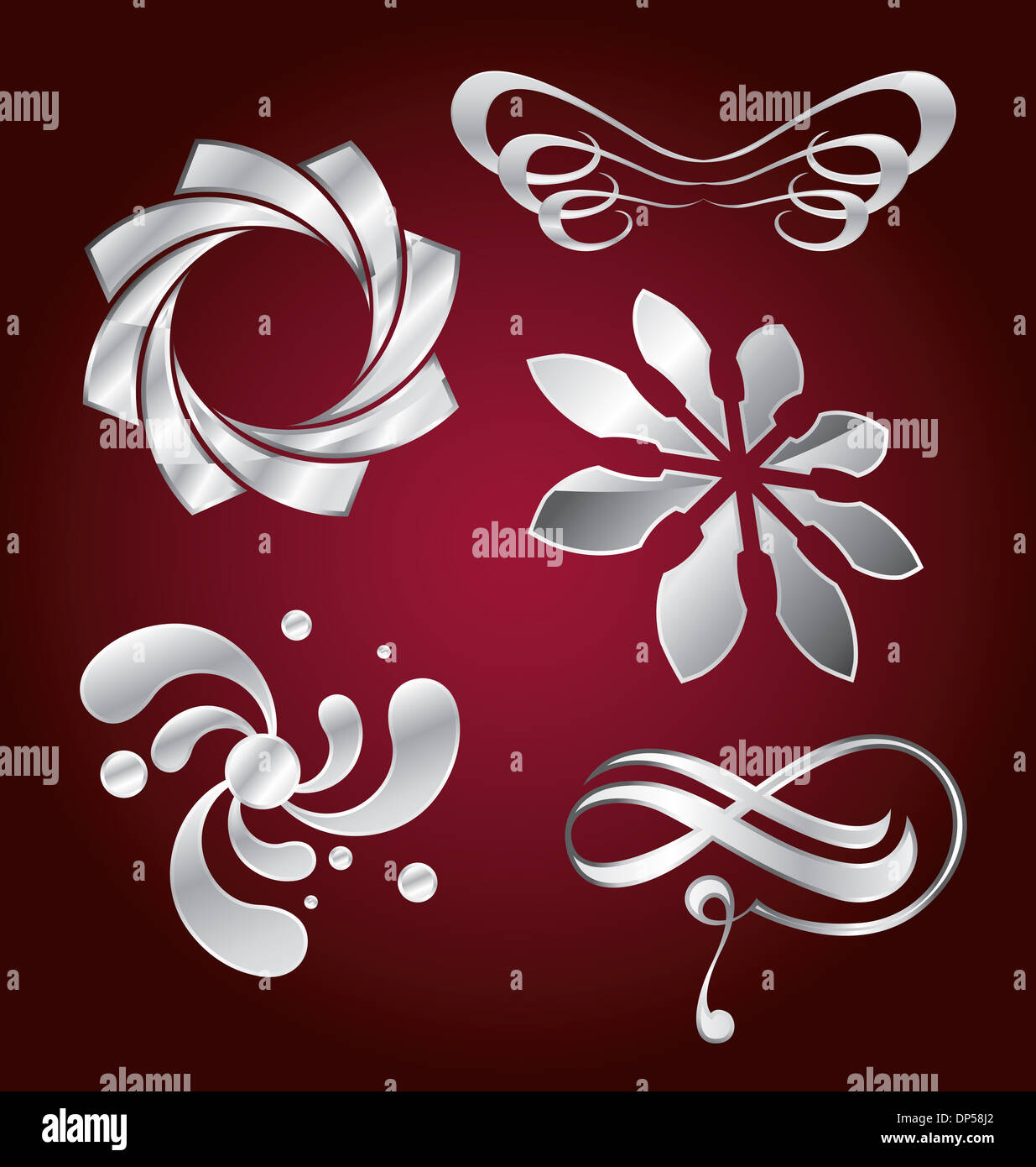 Abstract silver design elements collection Stock Photo - Alamy