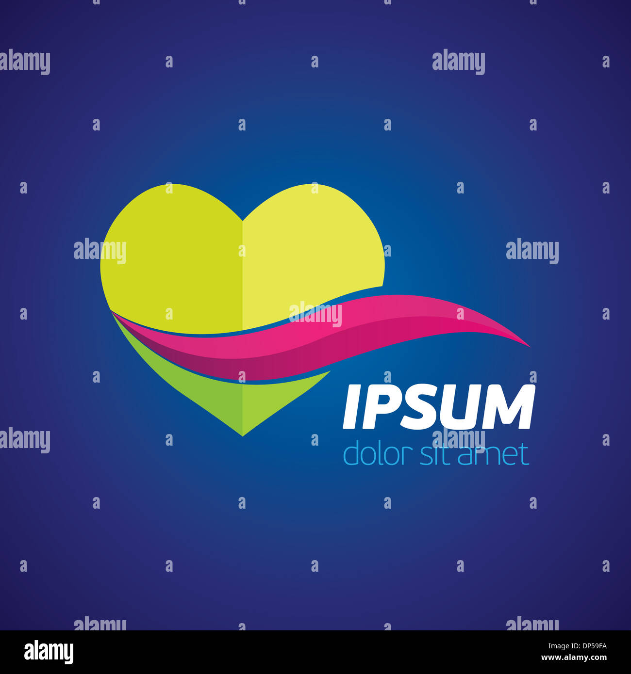 Abstract vector heart symbol flat design concept with flashy colors ...