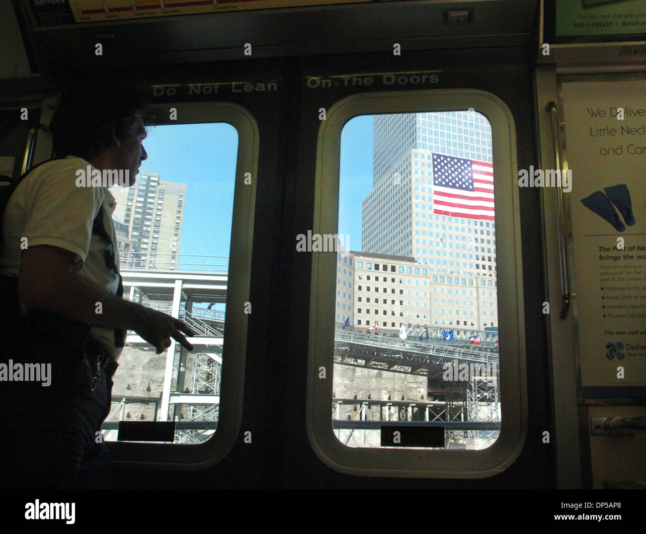 Sep 10, 2006; Manhattan, NY, USA; A passenger on a PATH train entering ...