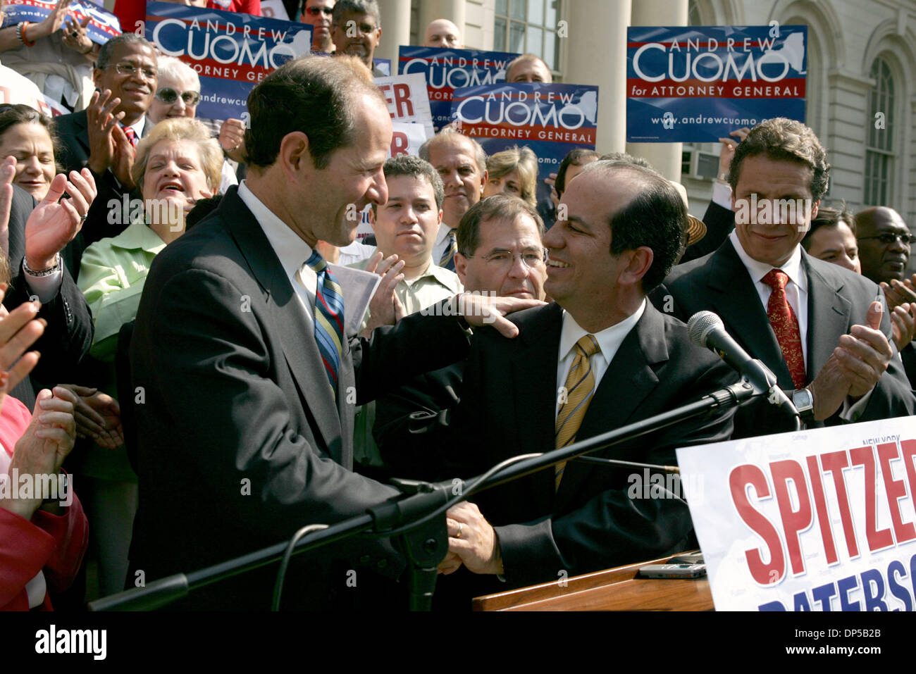 Sep 10, 2006; New York, NY, USA; Democratic front-runners ELIOT SPITZER ...