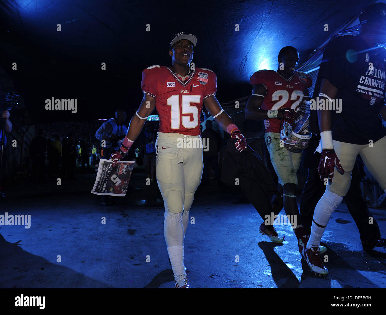 Pasadena, CA, USA . 06th Jan, 2014. Mario Edwards Jr. #15 of FSU exits ...
