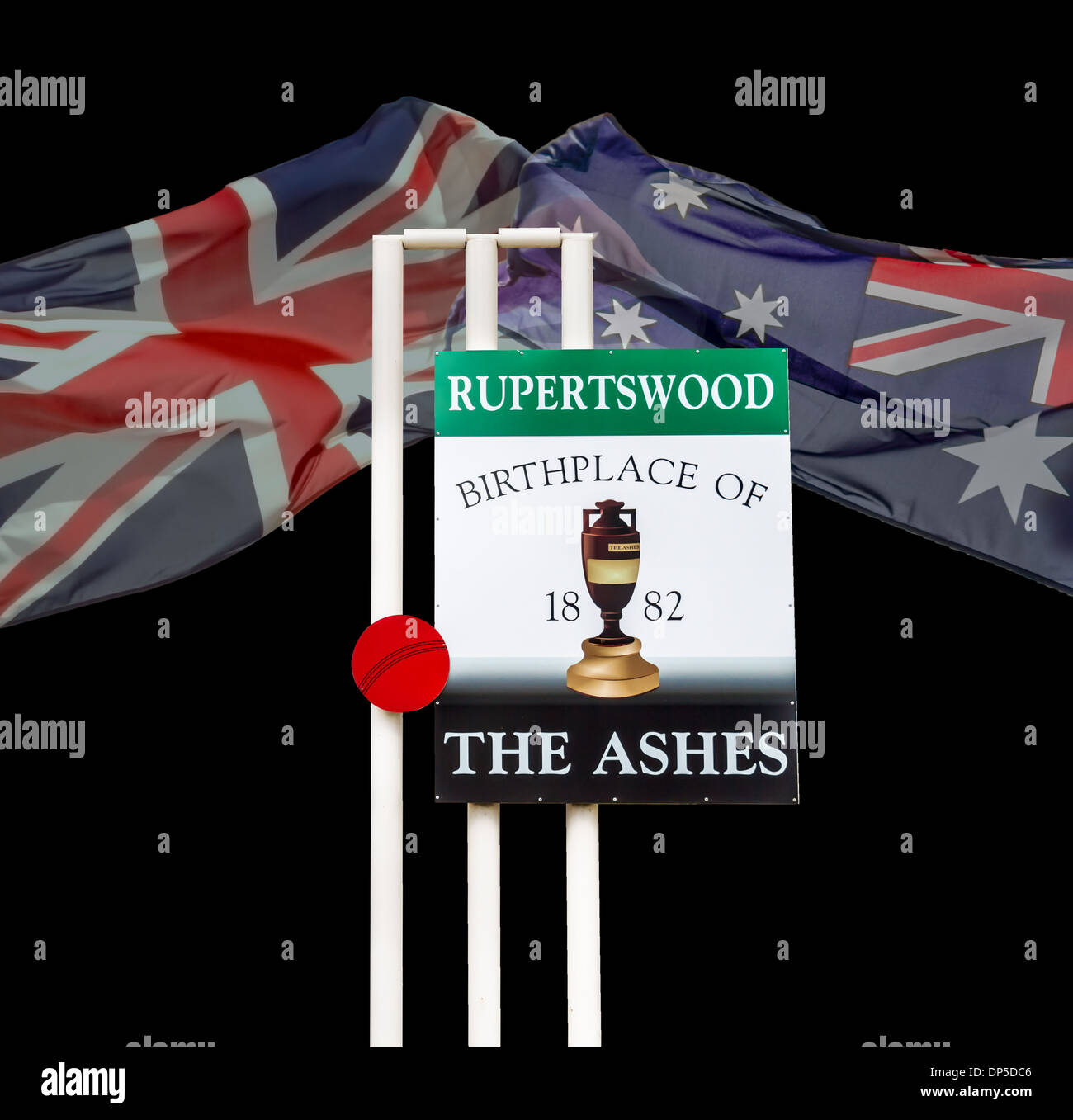 Sign depicting birthplace of the Ashes test cricket trophy with Union ...