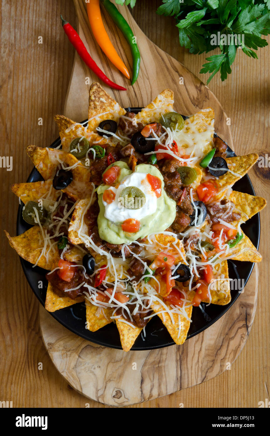 Nachos beef meat jalapenos hi-res stock photography and images - Alamy