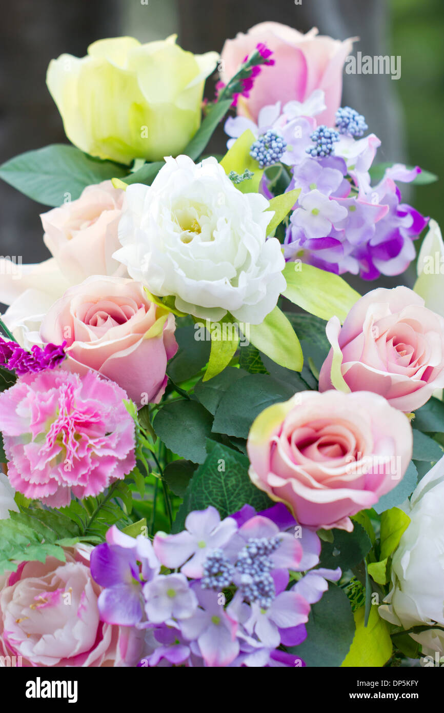 Colorful artificial flowers Stock Photo - Alamy