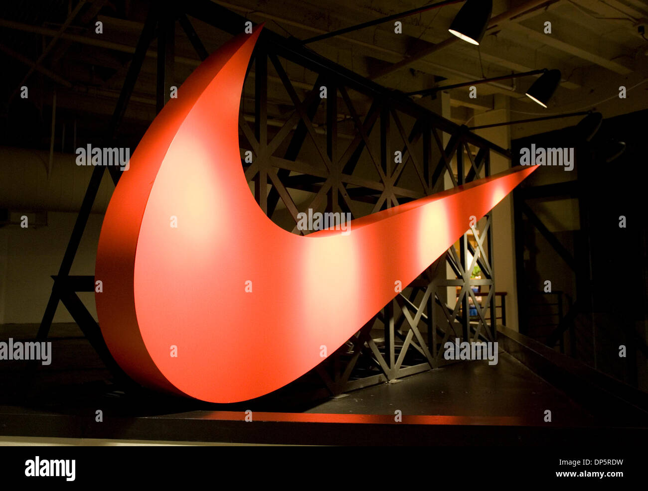 Sep 22, 2006; Portland, OR, USA; The Nike logo adorns a wall at the ...