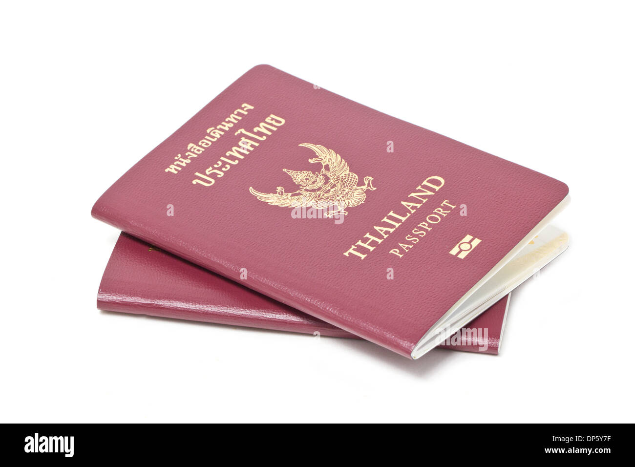 Thai passports (issued by a government in Thailand), isolated on white ...