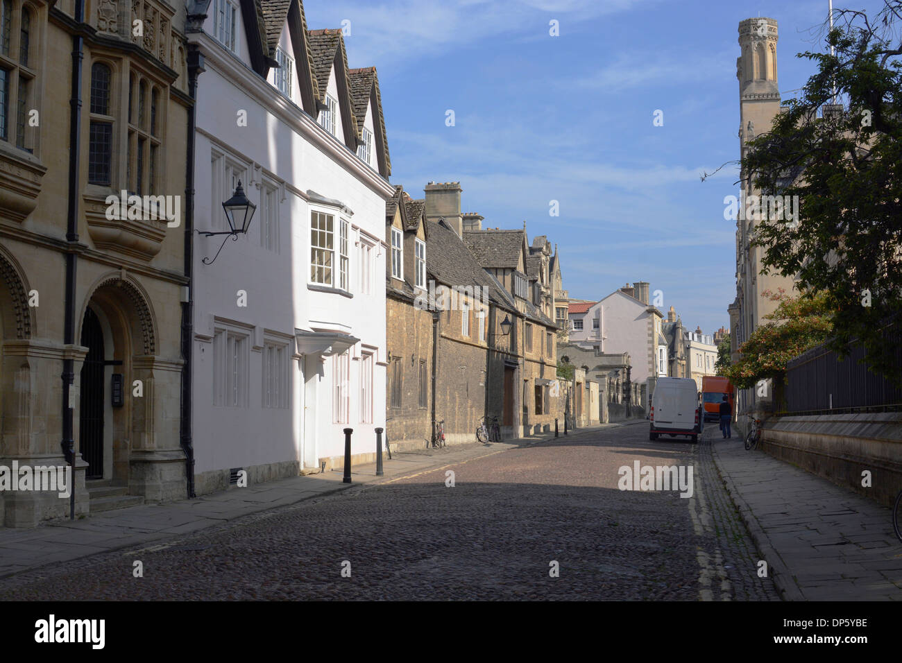 View along Merton Street in Oxford. England. Merton College on right ...