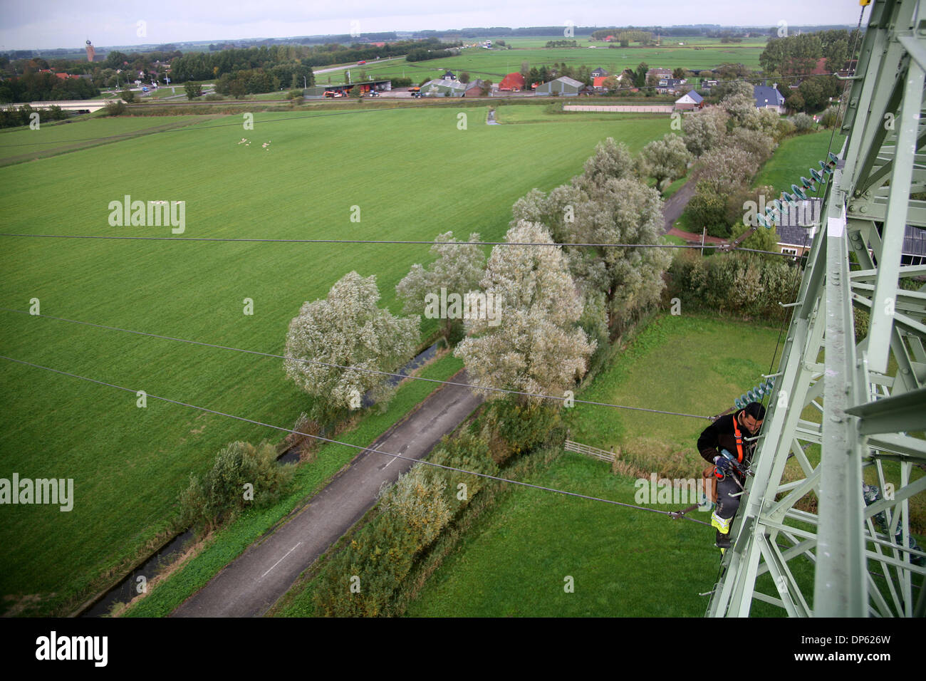 Dutch Electrical power-line repairers at work Stock Photo - Alamy