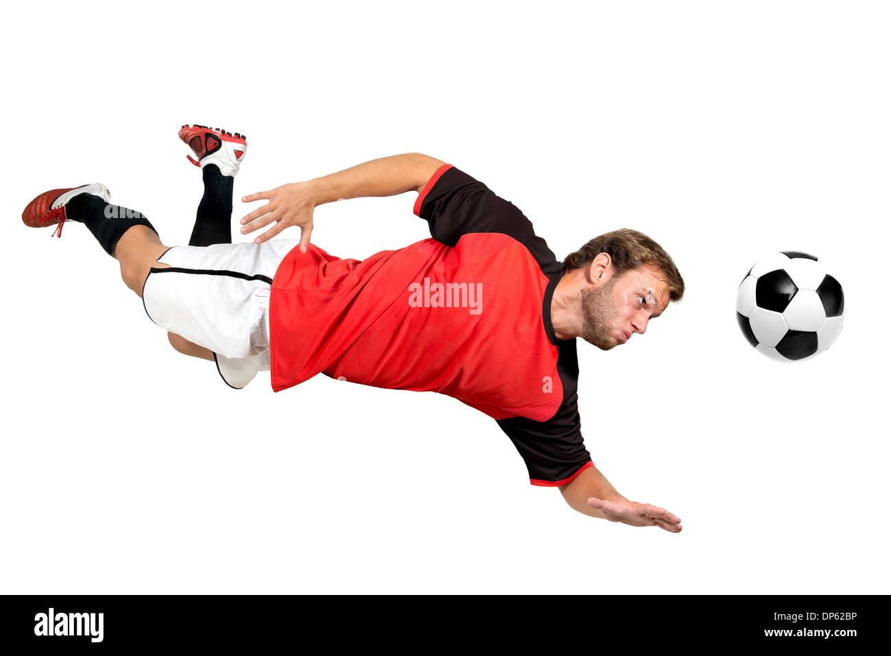 Football player with a ball isolated in white Stock Photo - Alamy