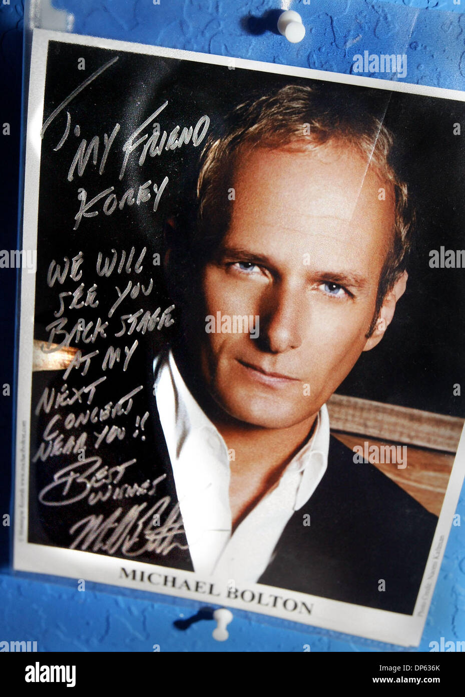 Oct 04, 2006; Royal Palm Beach, FL, USA; A signed photo sent to Korey ...