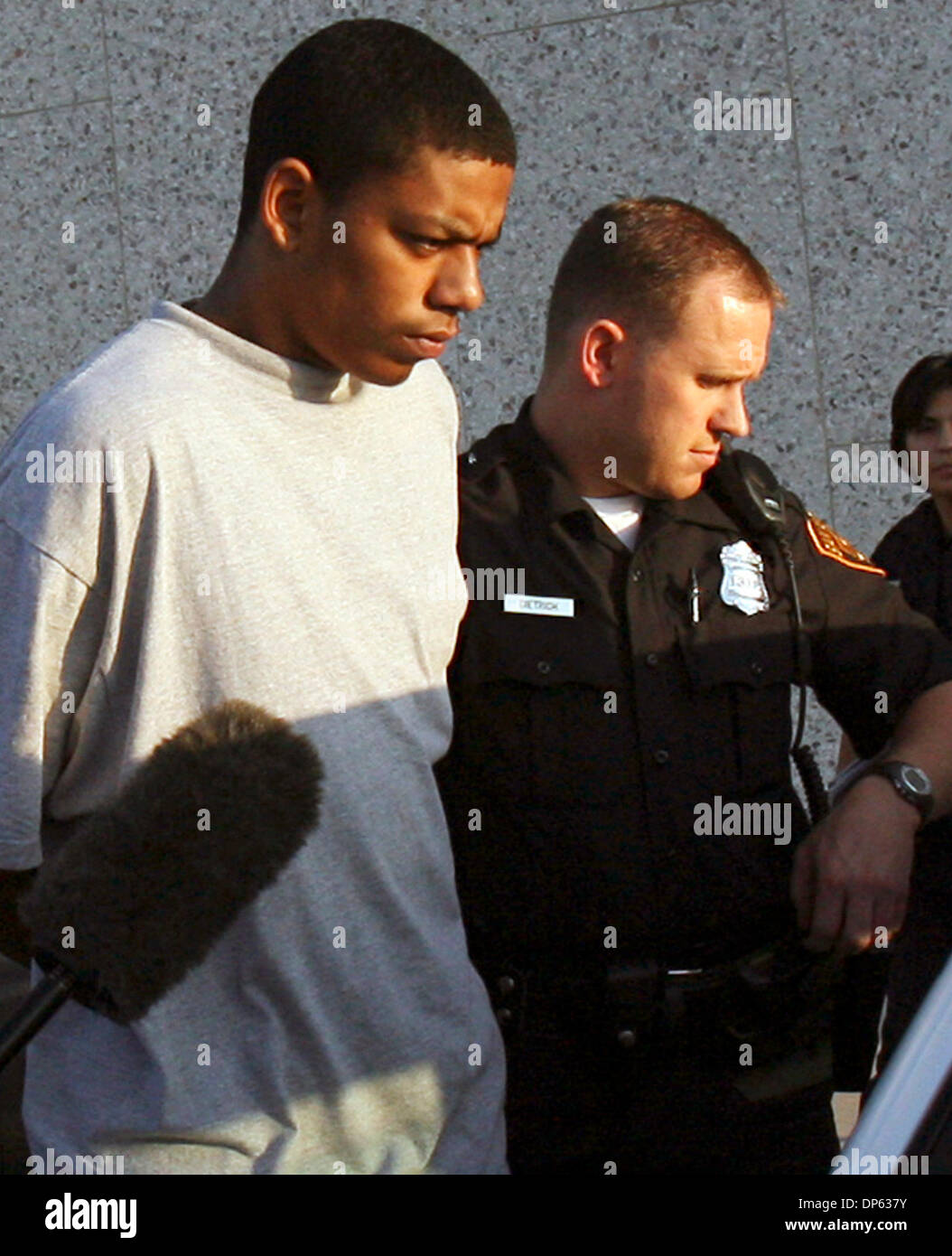 Oct 04, 2006; San Antonio, TX, USA; Robert Montoya,19, is escorted by ...