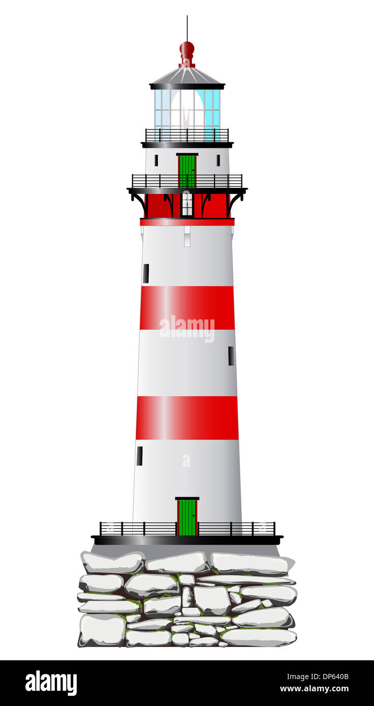 A lighthouse isolated against a white background Stock Photo - Alamy