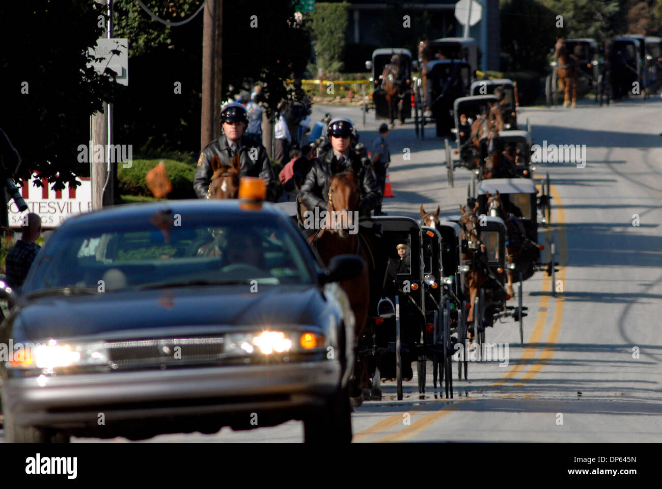 Oct 05, 2006; Georgetown, PA, USA; Funeral procession for the Amish ...