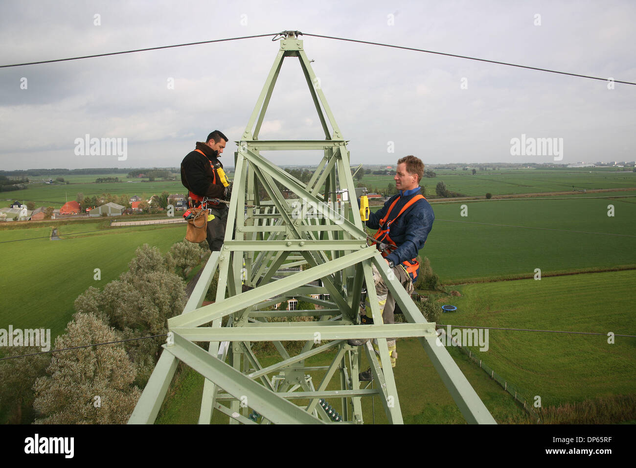 Dutch Electrical power-line repairers at work Stock Photo - Alamy