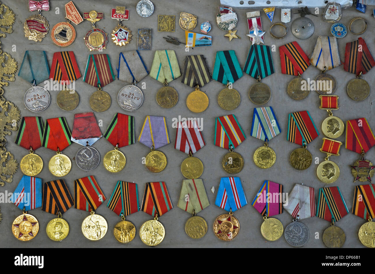 Soviet Union era medals in Tbilisi vernissage Stock Photo - Alamy