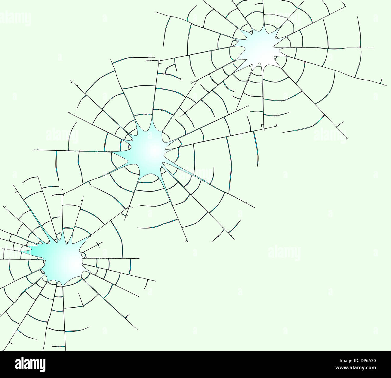 Multiple Bullet Holes In Glass