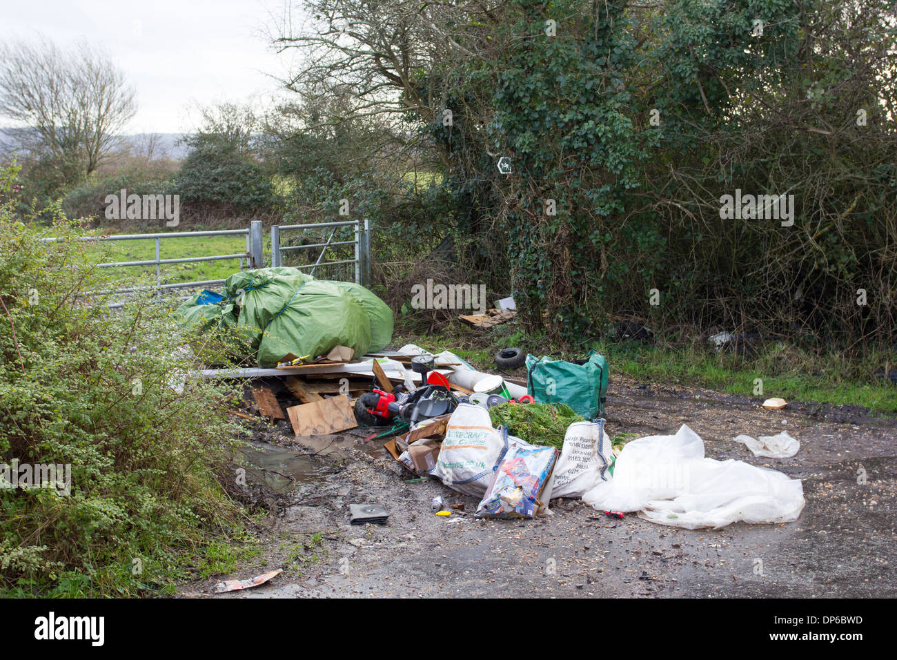 Fly tipping in the English countryside Stock Photo - Alamy