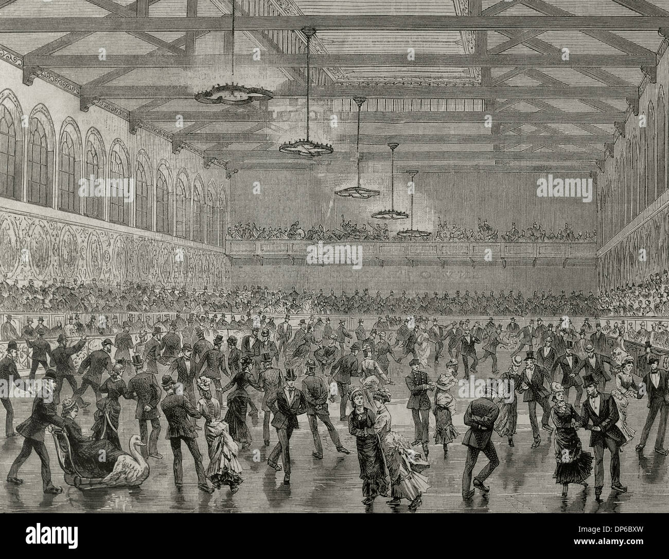 Skating-rink on ice produced by the new machine Raoul Pierre Pictet ...