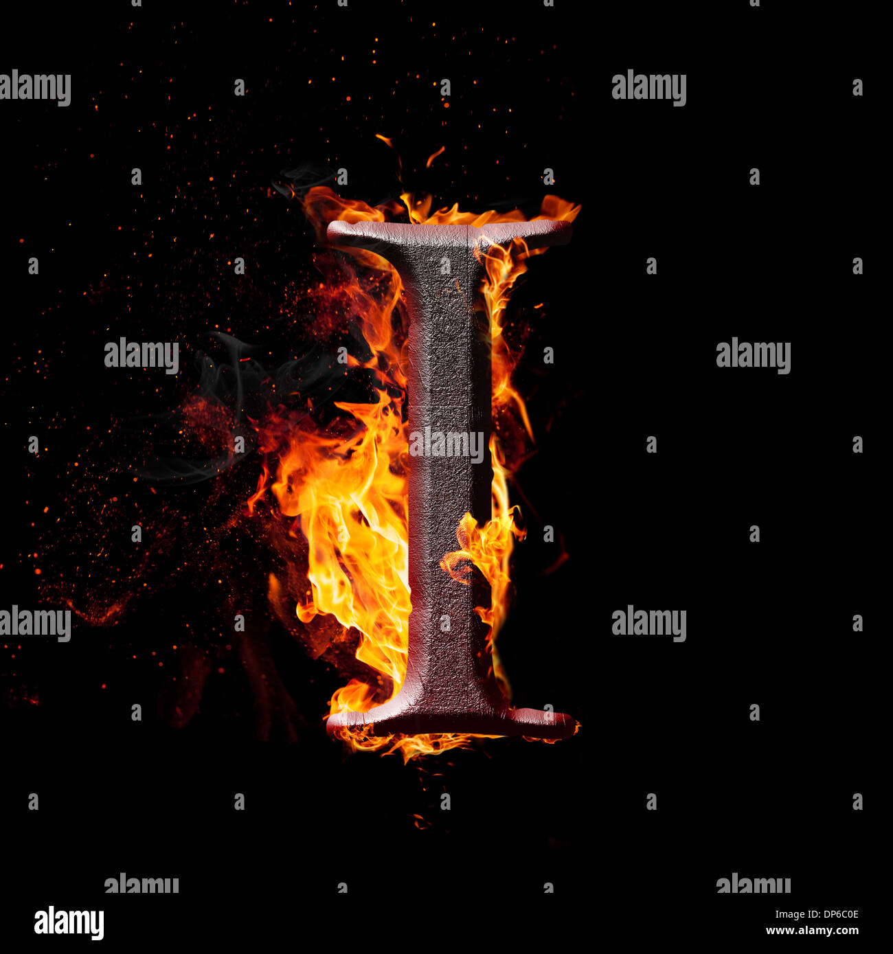 Letters and symbols in fire - I Stock Photo - Alamy