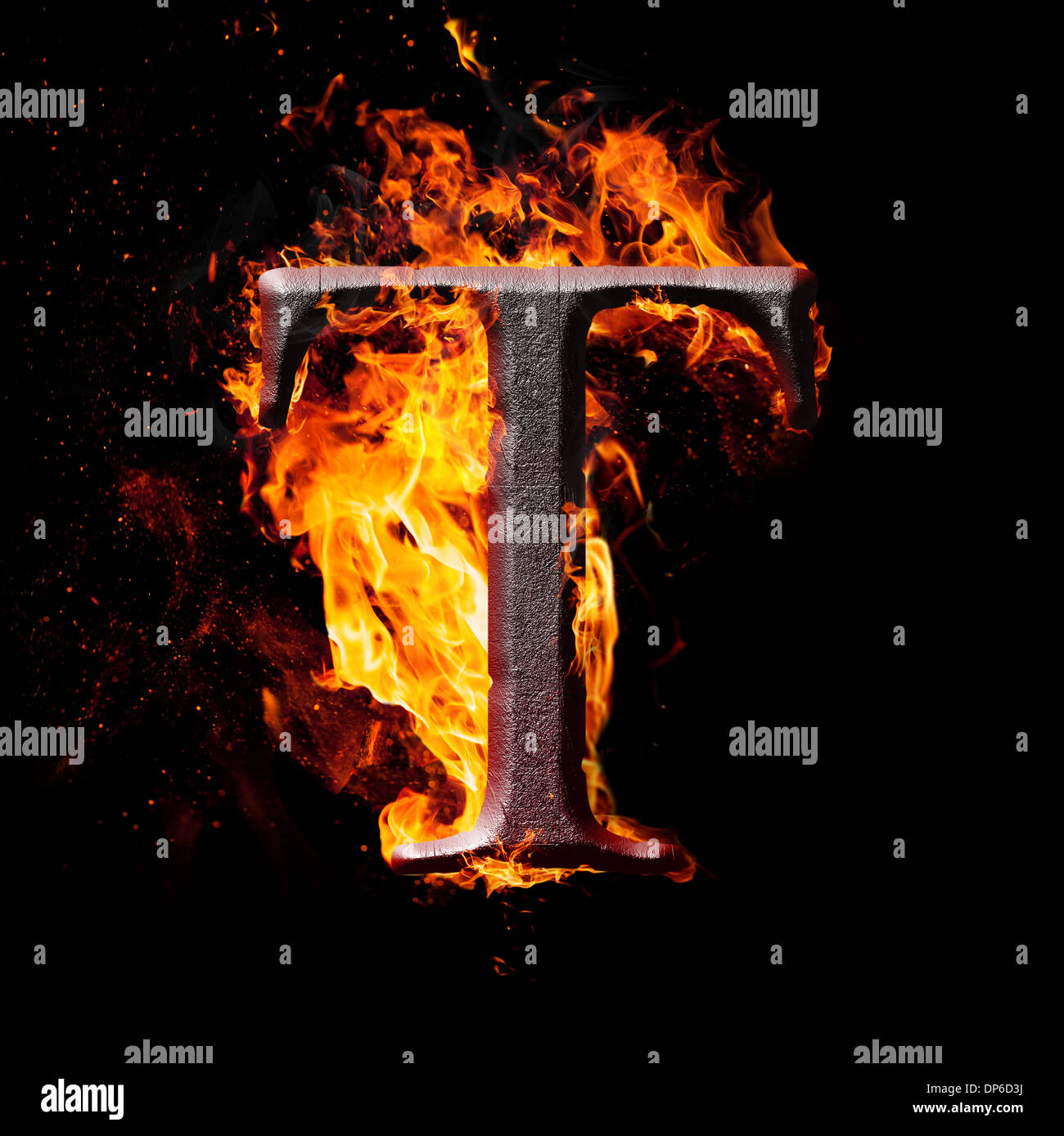 Letter T On Fire