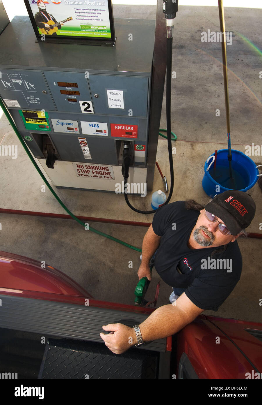 Oct 13, 2006; Wilmer, TX, USA; Danny Hendricks filling his Ford F350 ...