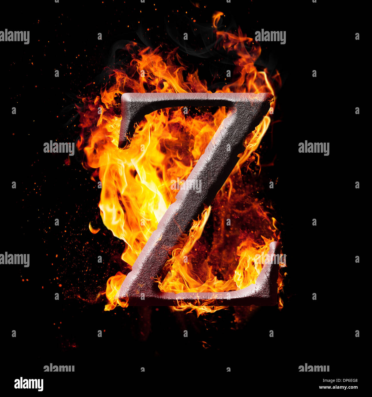 Letters and symbols in fire - Z Stock Photo - Alamy