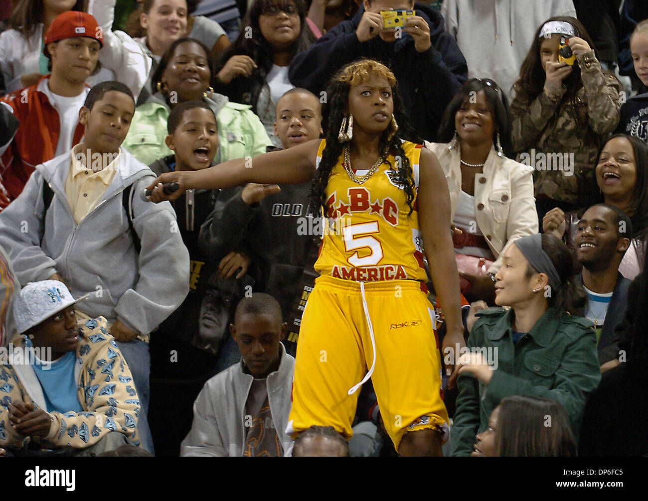Oct 15, 2006; Brooklyn, NY, USA; Rapper REMY MA sings in the stands as ...
