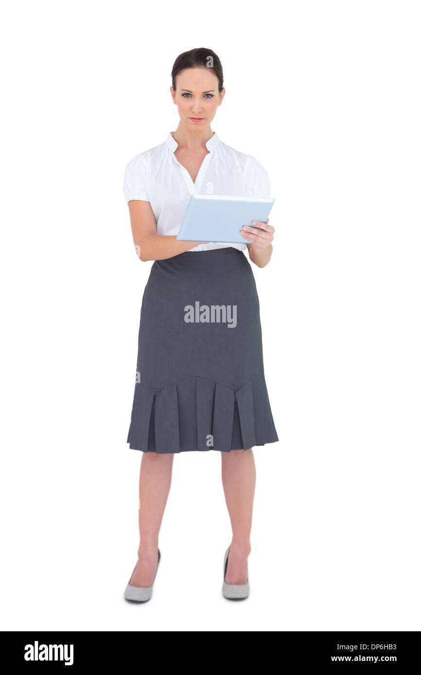 Stern woman and computer Cut Out Stock Images & Pictures - Alamy