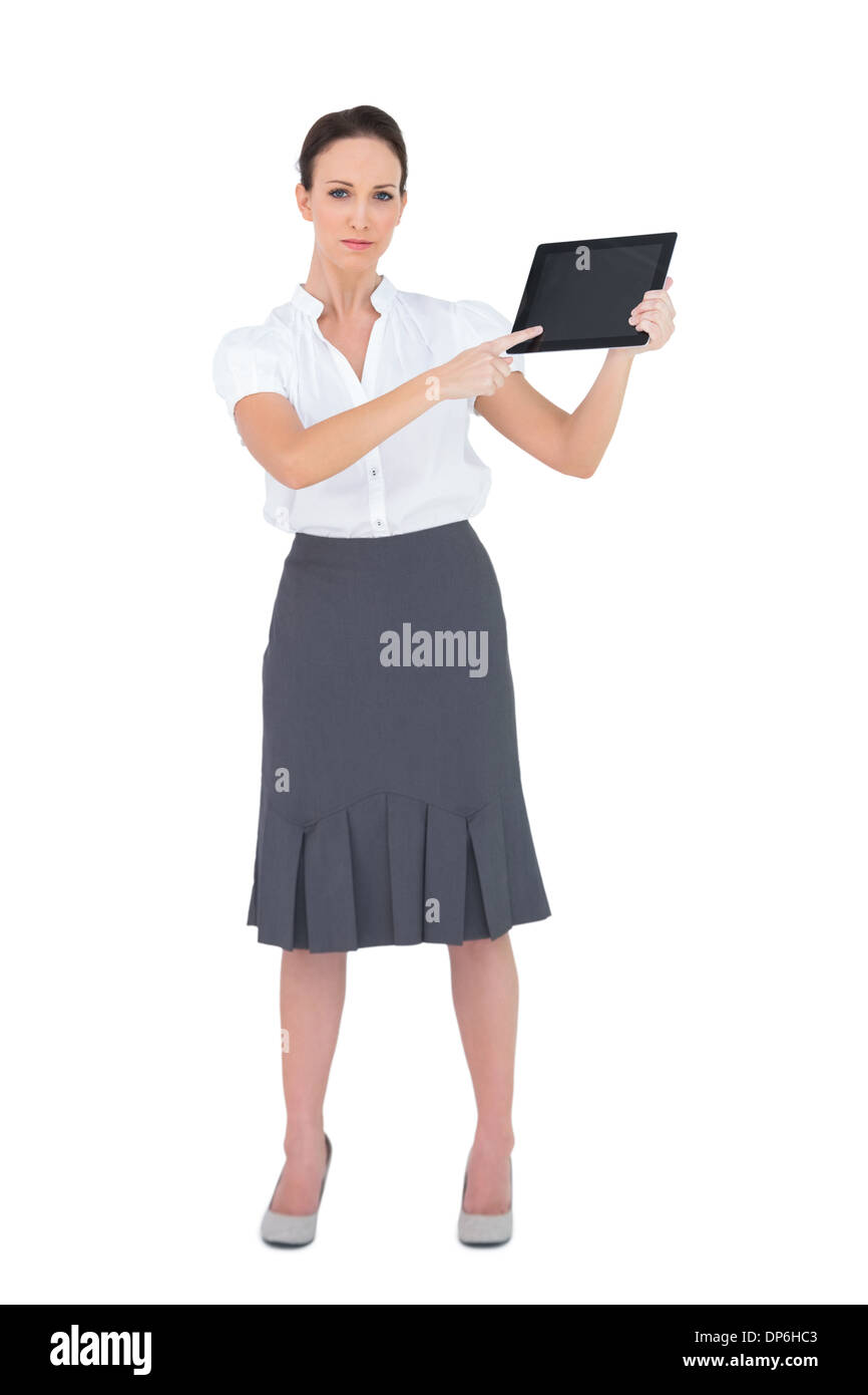 Stern woman and computer Cut Out Stock Images & Pictures - Alamy