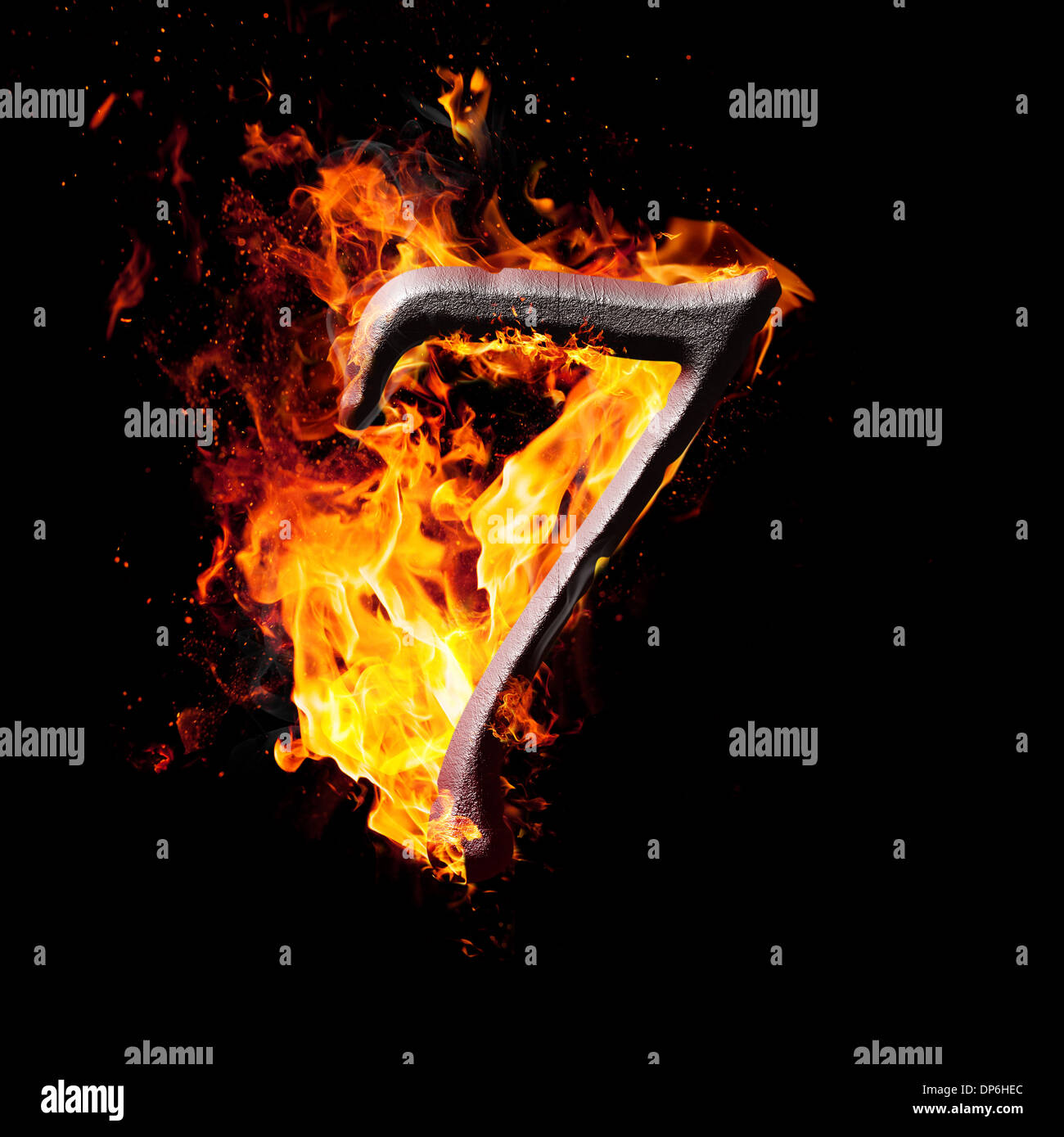 Hot metal burning numbers on black background Stock Photo - Alamy