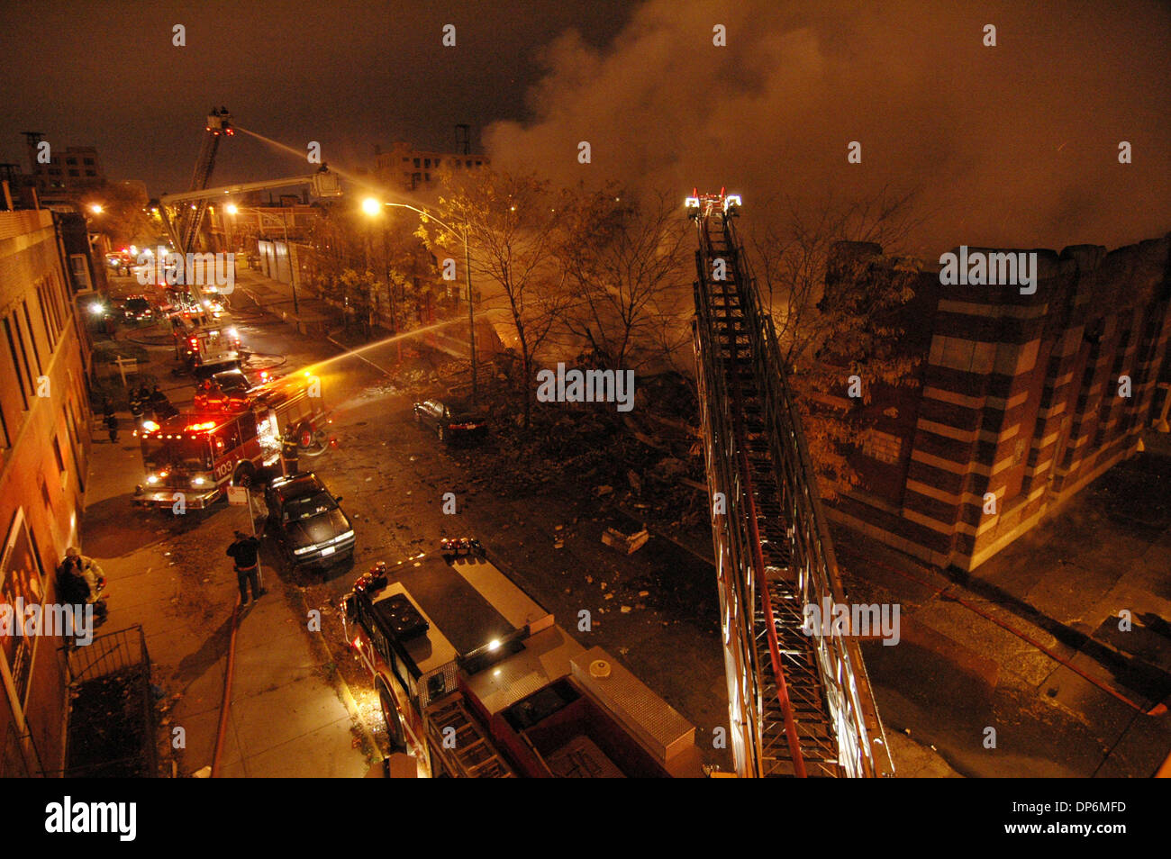 Oct 23, 2006; Chicago, IL, USA; A three-alarm blaze that destroyed a ...