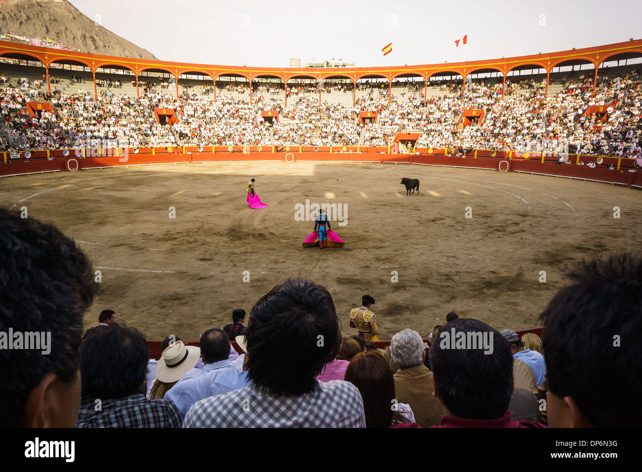 Feria Señor de Los Milagros at the Plaza de Acho in Lima Peru . 6 Bulls ...