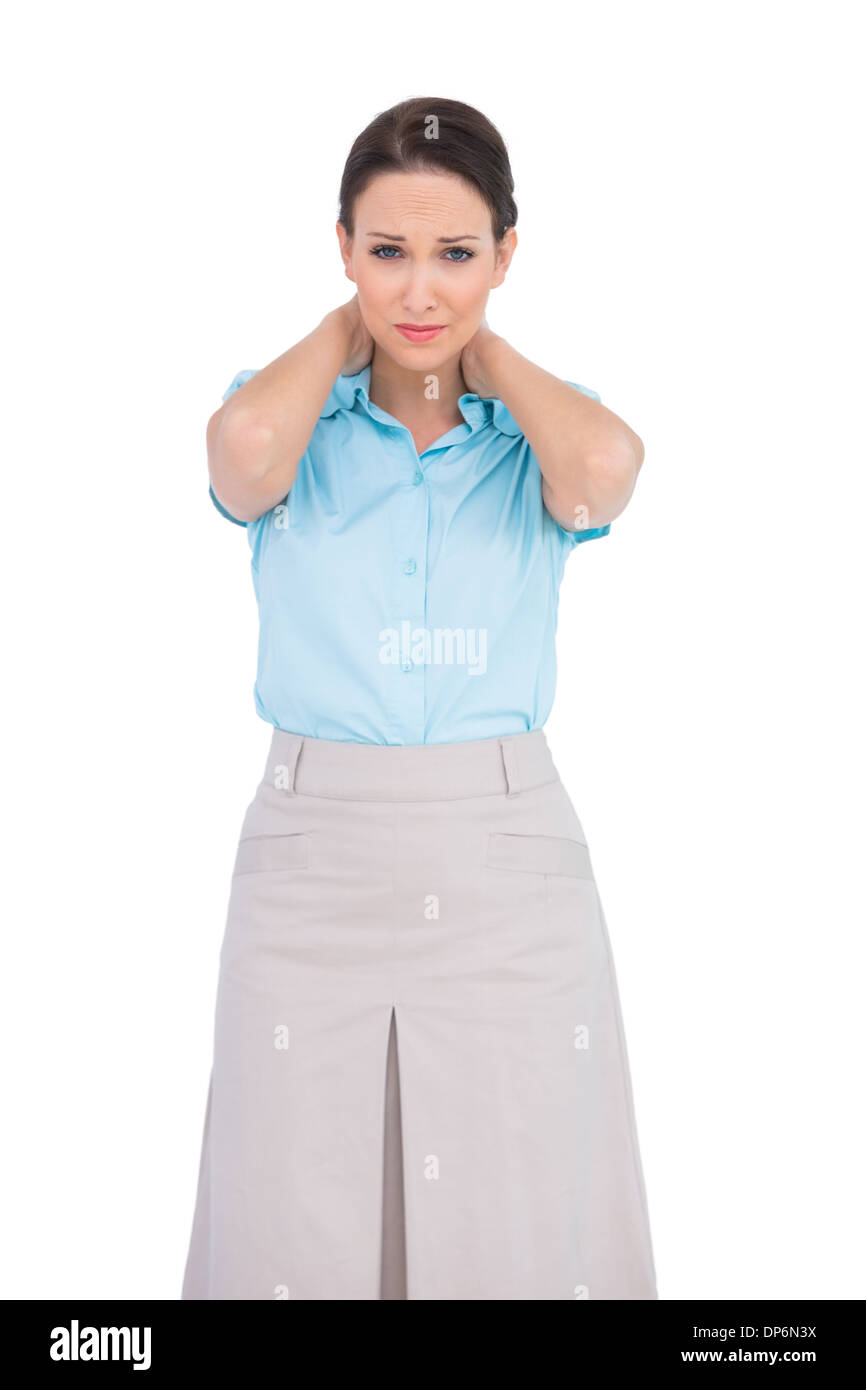 Painful woman suffering from neck hi-res stock photography and images ...