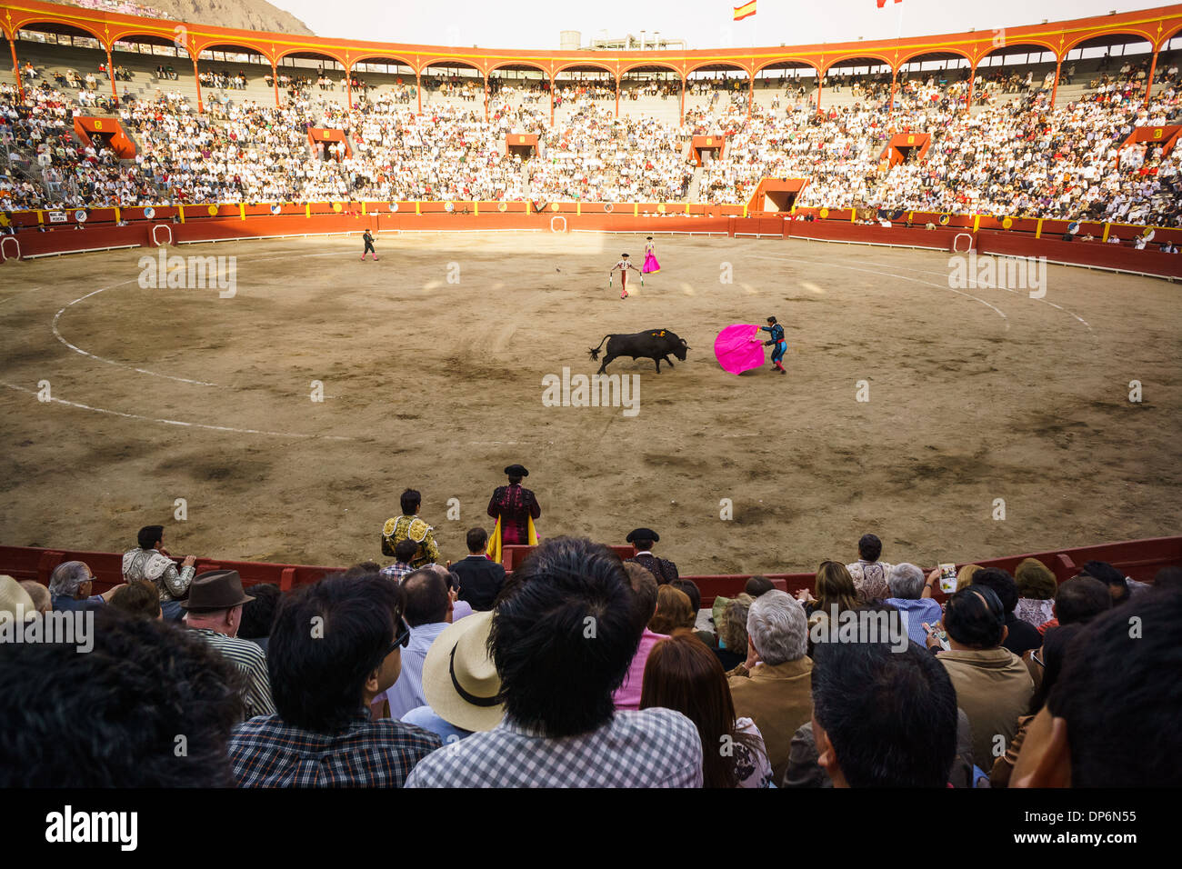 Feria Señor de Los Milagros at the Plaza de Acho in Lima Peru . 6 Bulls ...