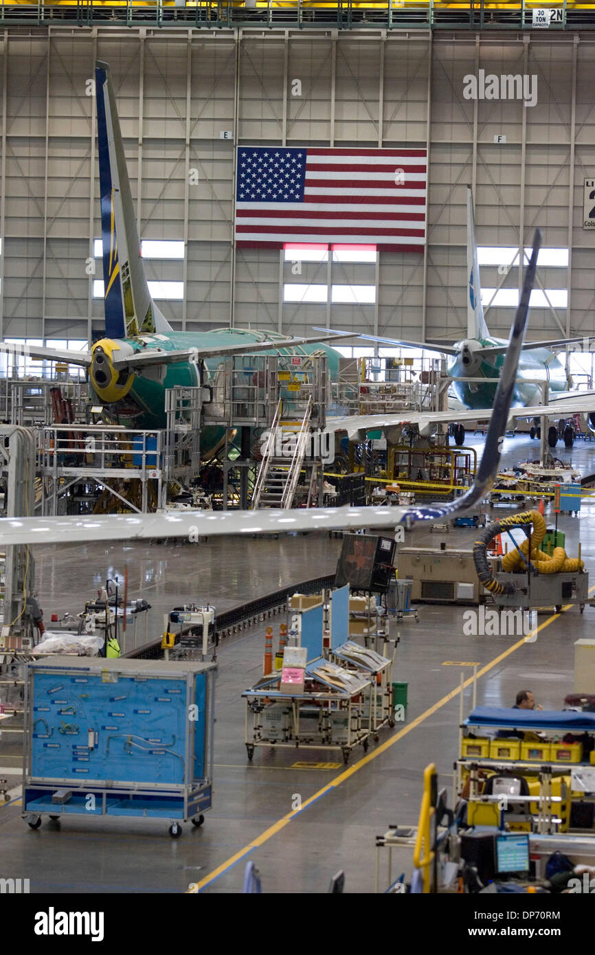 Oct 30, 2006; Renton, WA, USA; Boeing 737 airplanes on the production ...
