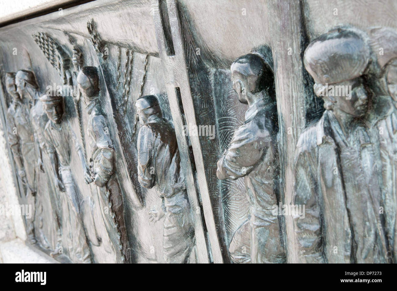 Close up of a bronze sculpture on the National World War II War ...