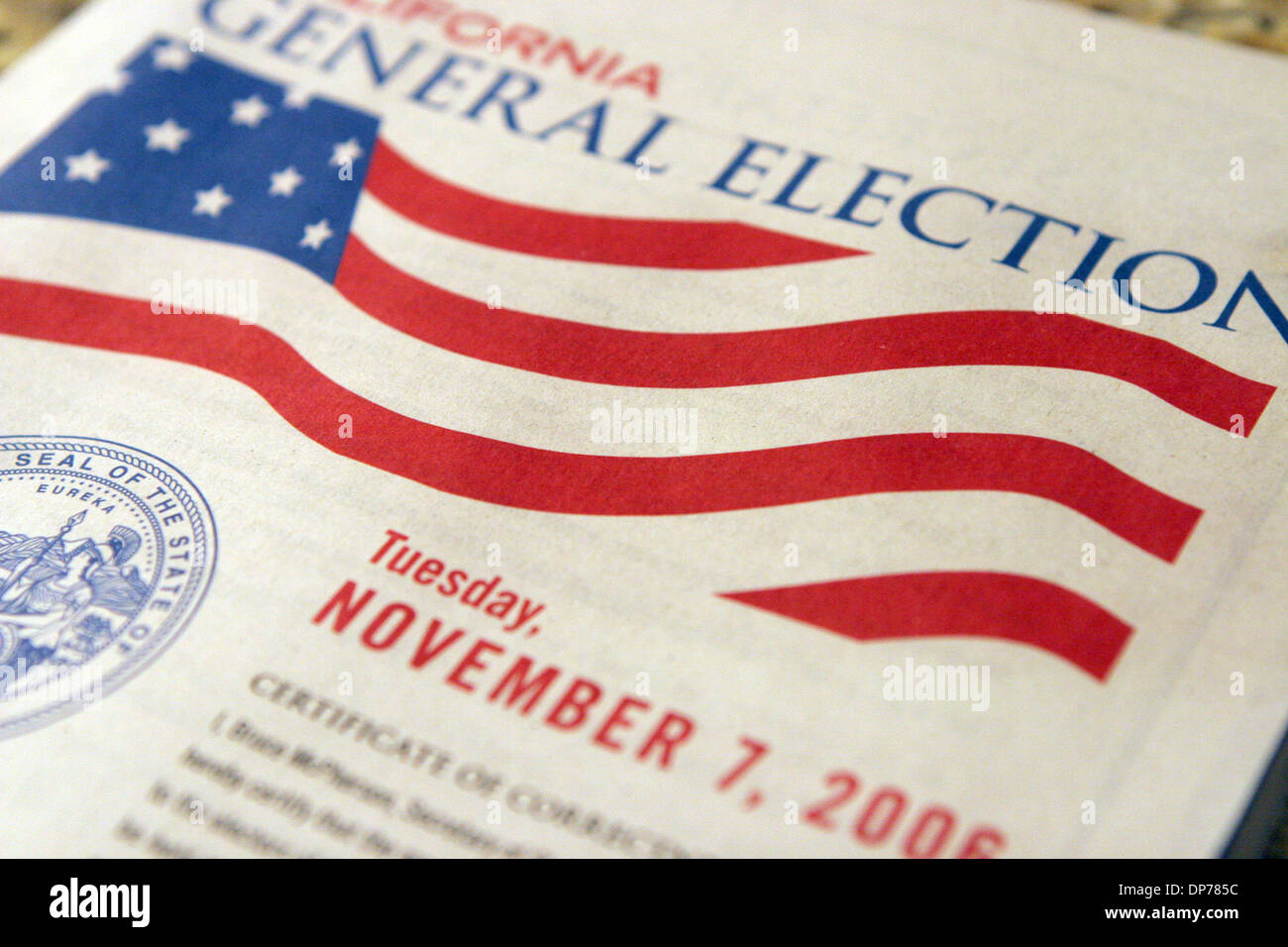 Nov 07, 2006; Los Angeles, CA, USA; A voter information booklet for ...