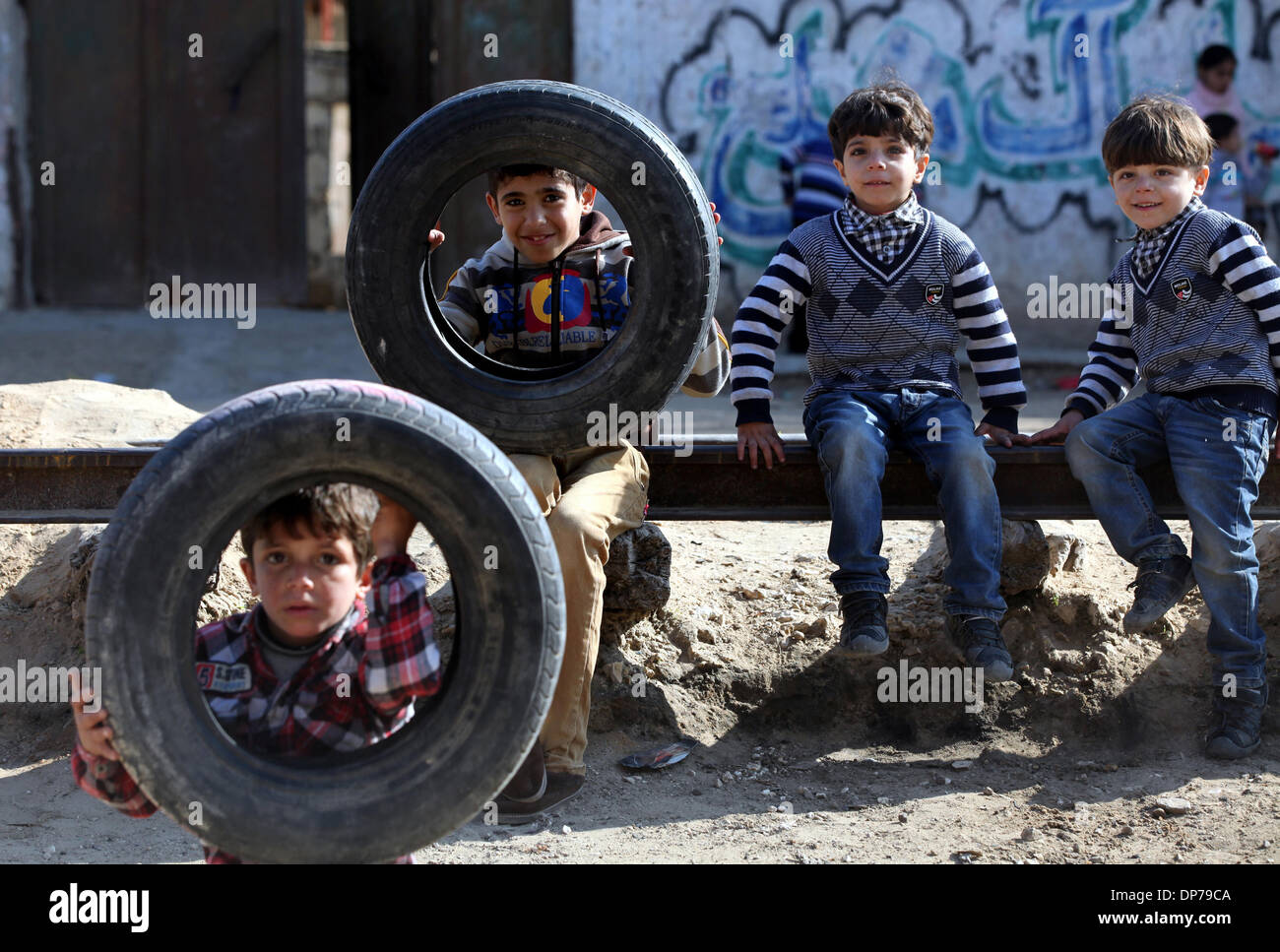 Gaza, Palestinian Territories. 6th Jan, 2014. Palestinian Children play ...