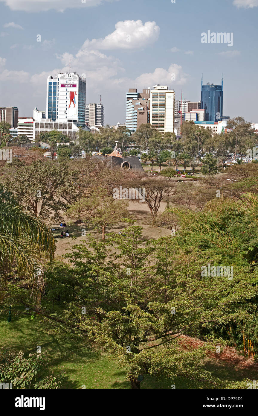 Nairobi city skyline with high rise multi storey buildings seen across ...
