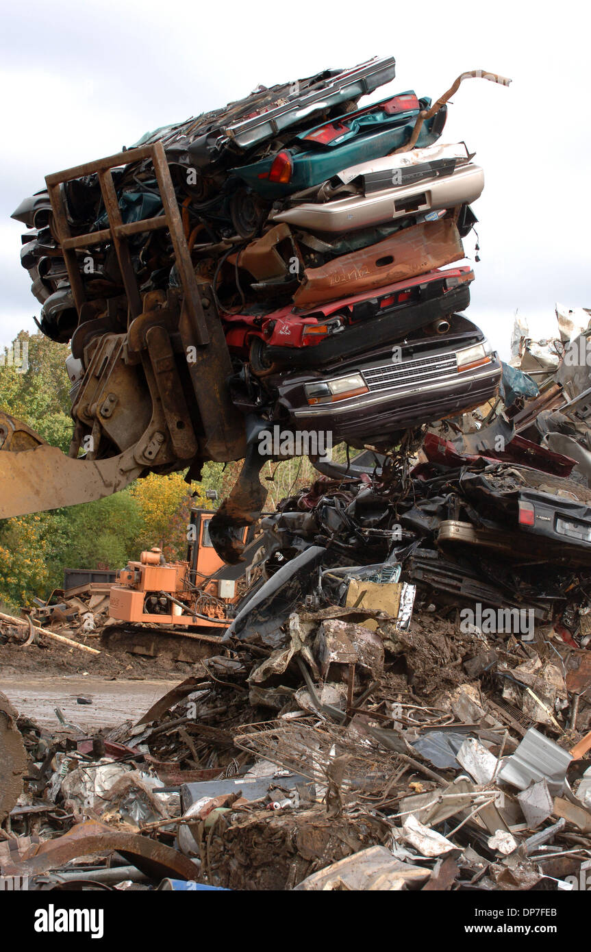 Nov 15, 2006; Atlanta, GA, USA; Crushed and stripped autos are readied ...