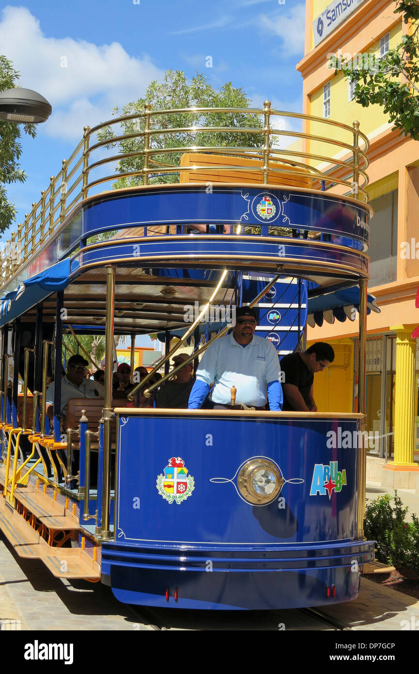 Tourist tram in Oranjestad centre, capital of Aruba Stock Photo - Alamy