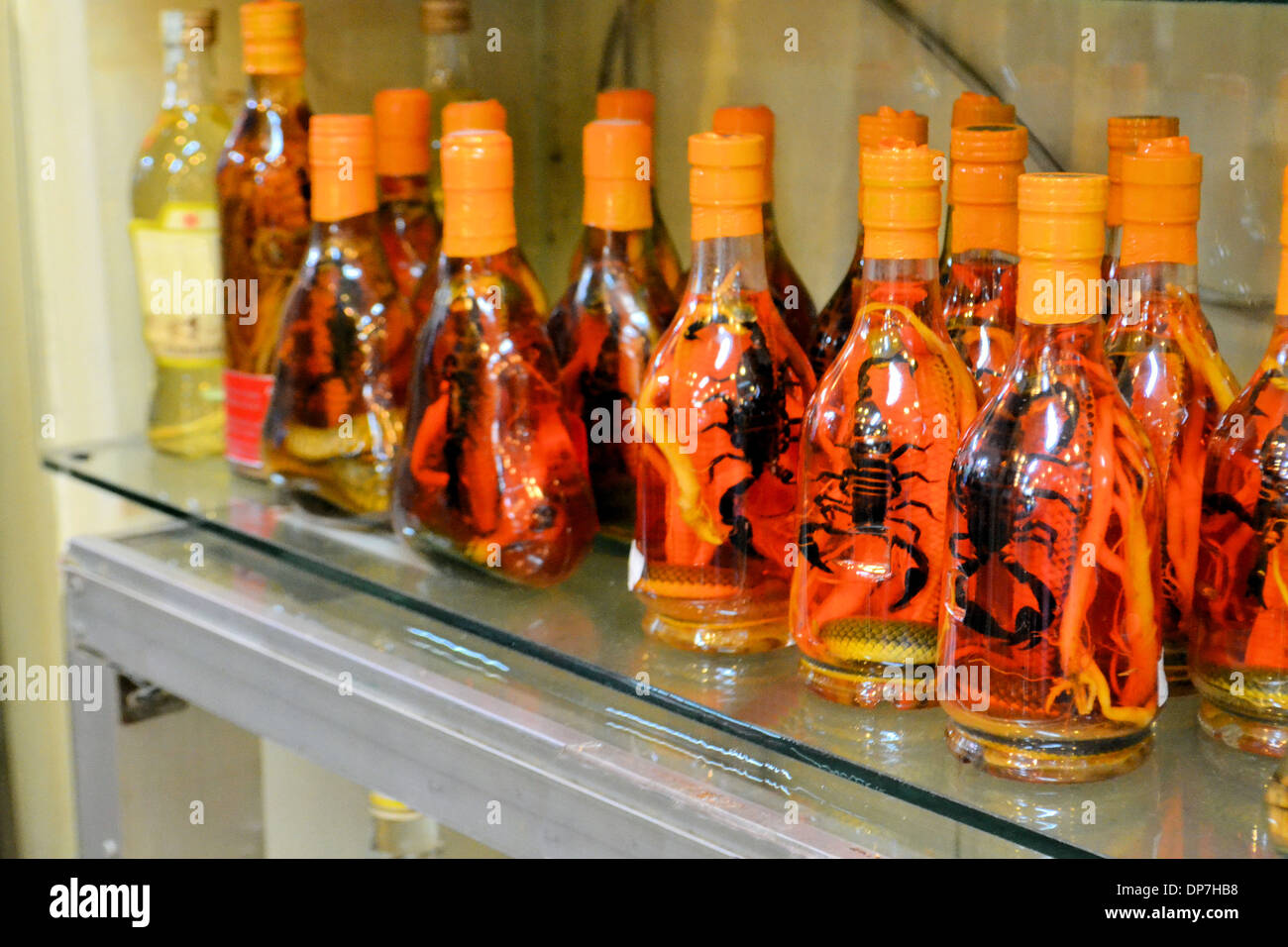 Bottle's of famous scorpion liquor on sale in Saigon, Vietnam Stock ...