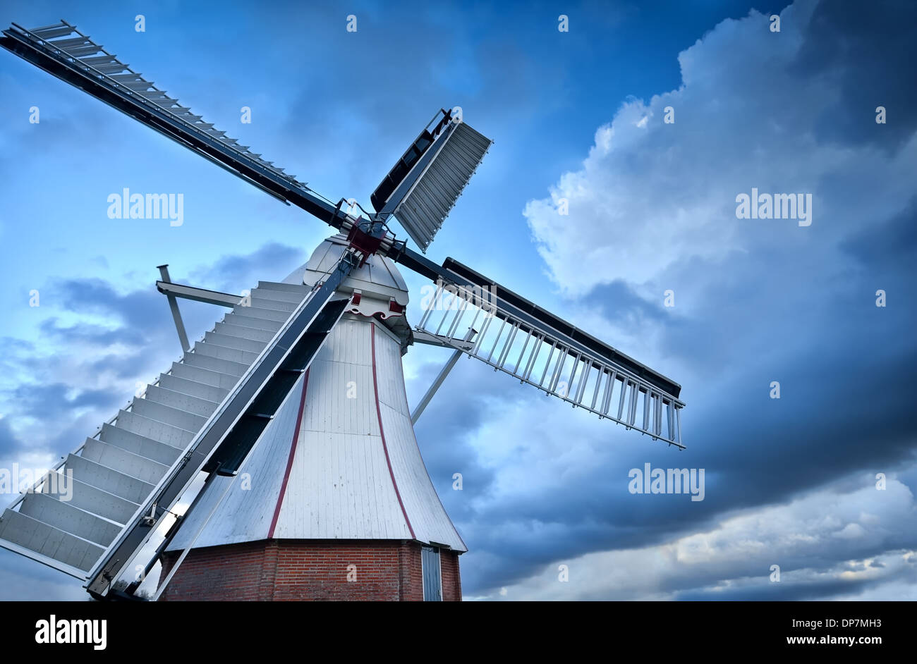Dutch windmill over blue sky, Holland Stock Photo - Alamy