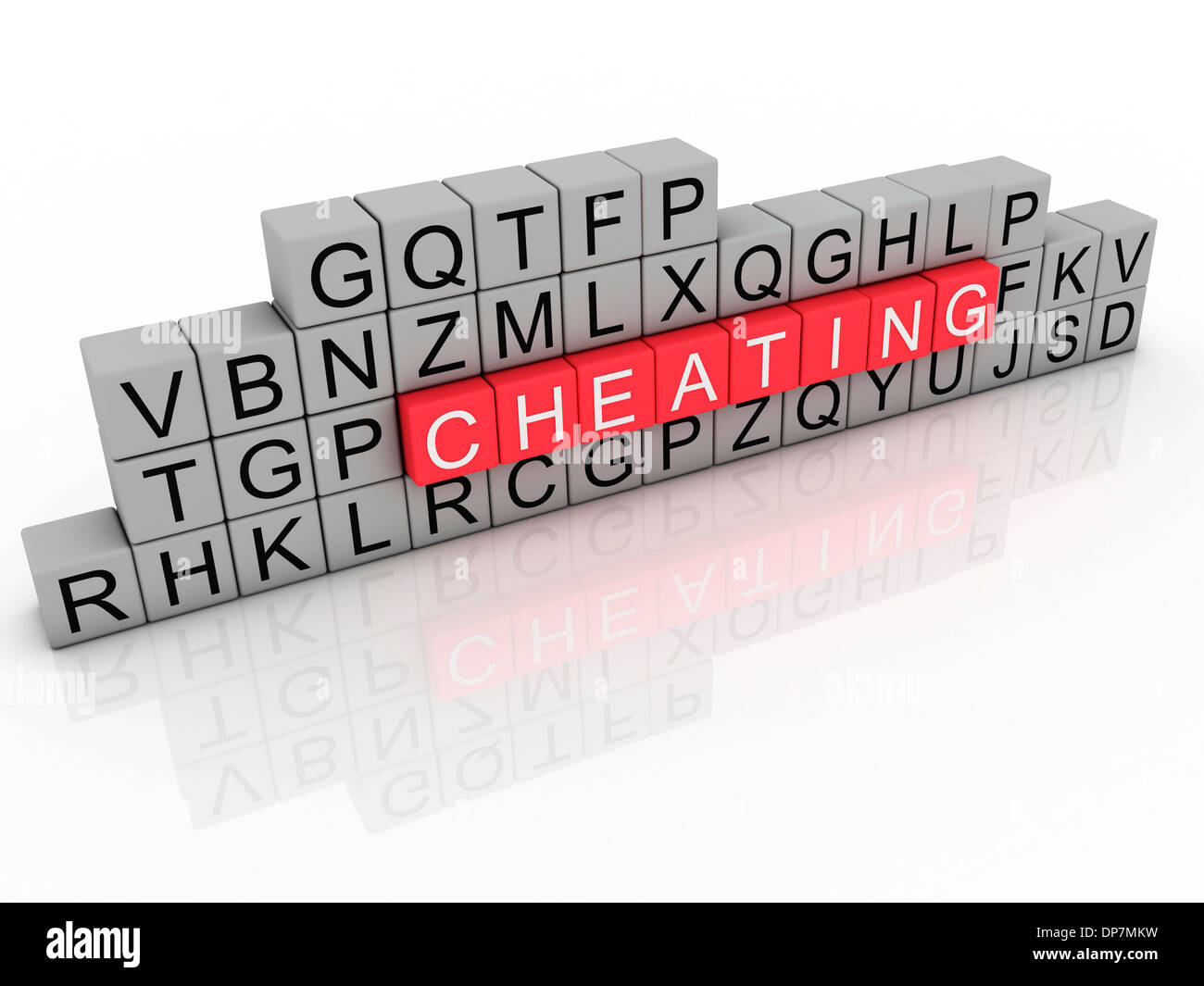 3d Illustration of word cheating using alphabet cubes Stock Photo - Alamy