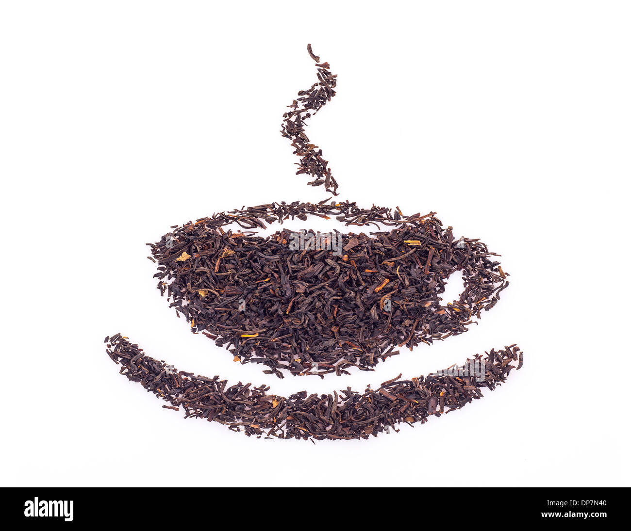 Tealeaves in the shape of cup of tea isolated Stock Photo - Alamy